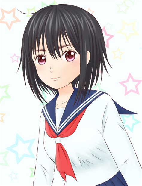 Safebooru 1girl Black Hair Blush Highres Original Red Eyes School