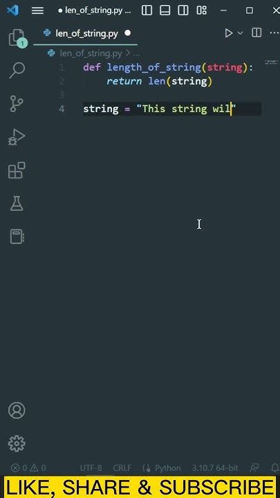 Calculate Length Of String By Using Python Shorts Shortsvideo Python Programming Youtube