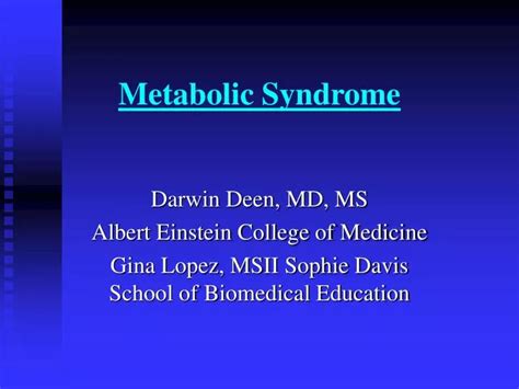 PPT Metabolic Syndrome PowerPoint Presentation Free Download ID