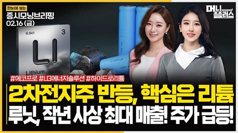 2차전지주 반등 핵심은 리튬ㅣ루닛 작년 사상 최대 매출 주가 급등 ㅣ리튬 2차전지 루닛주목ㅣ 한눈에보는증시모닝브리핑 ㅣ한국경제tvㅣ머니플러스 Youtube