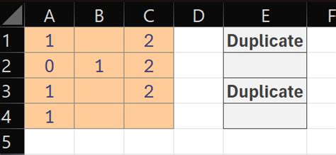 Detect Duplicate Rows In Excel Across Columns Containing Blanks Stack Overflow