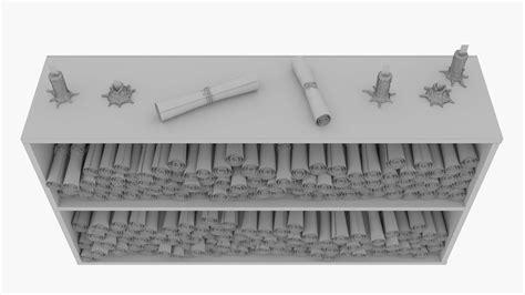 Old Shelf With Scrolls And Candles D Model By Kopofx