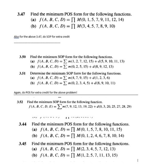 Solved Find The Minimum POS Form For The Following Chegg Com
