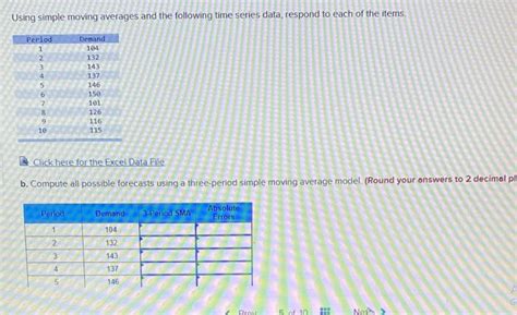 Solved Using Simple Moving Averages And The Following Time