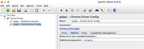 Jmeter In C Webdriver Sampler How To Launch The Chrome Browser In Incognito Mode Stack