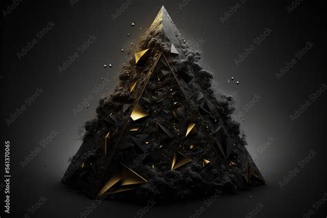 Mysterious Black Triangle On A Black Background Created By A Neural Network Generative Ai