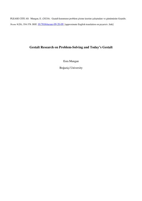 Pdf Gestalt Research On Problem Solving And Todays Gestalt
