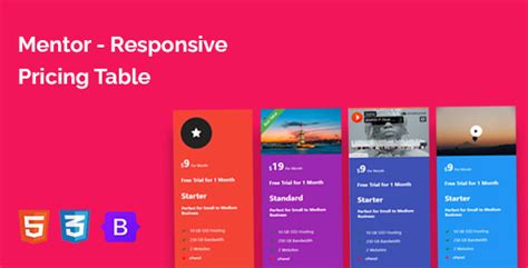 Mentor Responsive Pricing Table By Twinkletheme Codecanyon