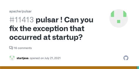 pulsar can you fix the exception that occurred at startup · issue