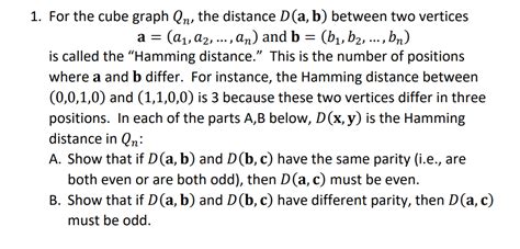 Solved Since The Graph Qn Is Bipartite Dab Is Even Ionly