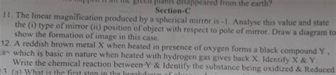 11 The Linear Magnification Produced By A Spherical Mirror Is 1 Analy