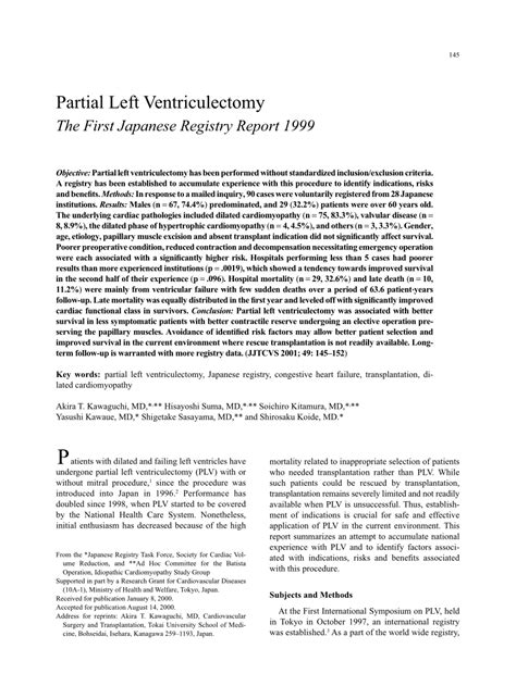 Pdf Partial Left Ventriculectomy