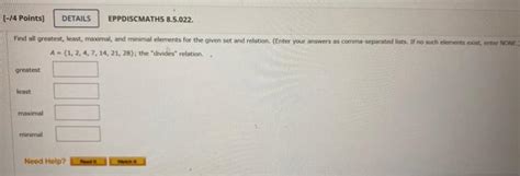 Solved 4 Points Details Eppdiscmaths 85022 Find All