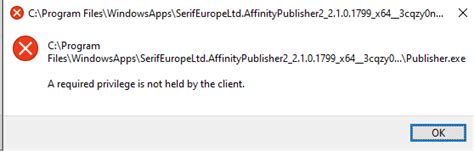 Getting A Required Privilege Is Not Held By The Client Message On Installation Desktop