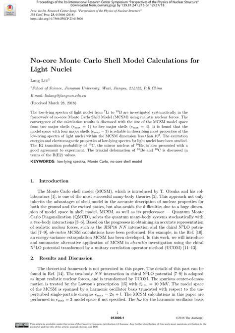 Pdf No Core Monte Carlo Shell Model Calculations For Light Nuclei