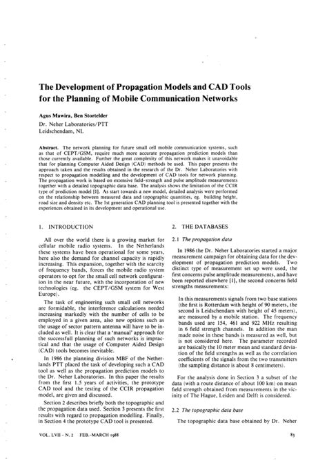 Pdf Development Of Propagation Models And Cad Tools For The Planning Of Mobile Communication