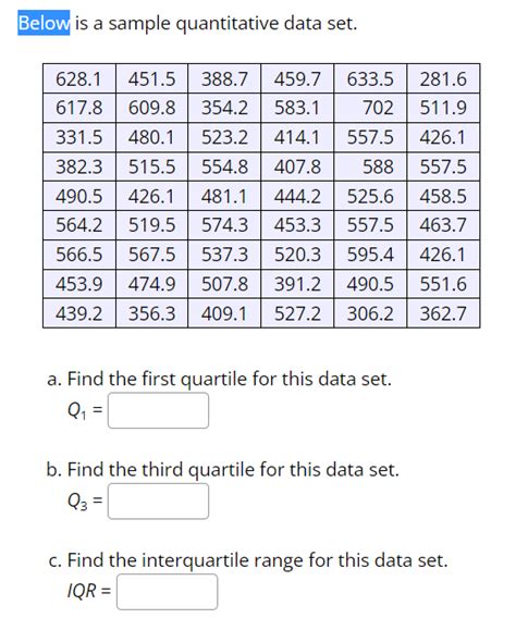 Solved Below Is A Sample Quantitative Data Set A Find The