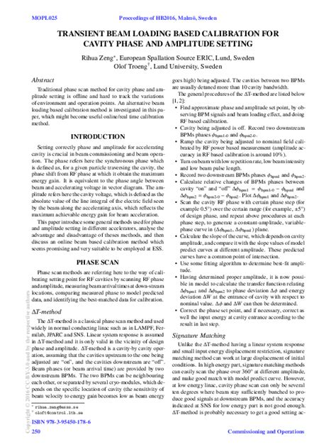 Pdf Transient Beam Loading Based Calibration For Cavity Phase And
