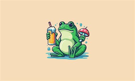 Frog Hold Cold Beer Vector Flat Design Premium Ai Generated Vector