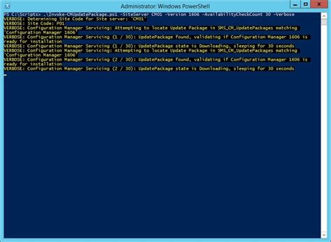 invoke update and servicing for configmgr current branch with