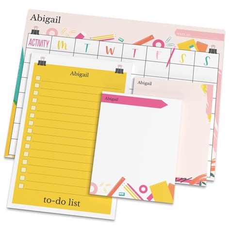 Custom Fun Activity Planner Notepad Set