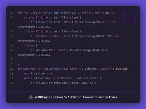 M00tinys Solution For Sublist In Kotlin On Exercism