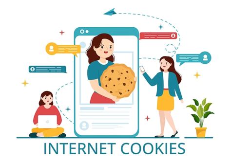 Premium Vector Internet Cookies Technology Illustration With Track Cookie Record Of Browsing A