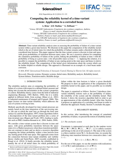 Pdf Computing The Reliability Kernel Of A Time Variant System