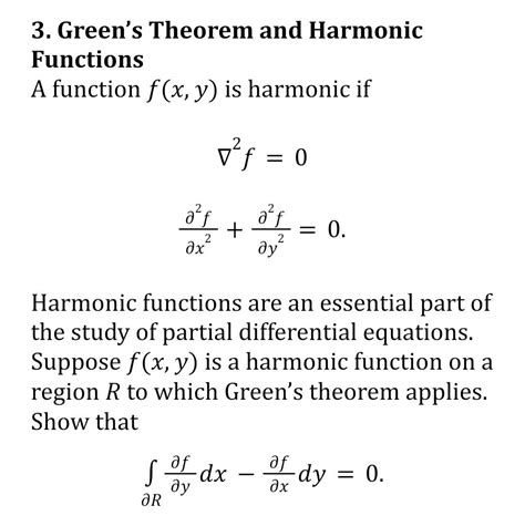 Solved 3 Greens Theorem And Harmonic Functions A Function