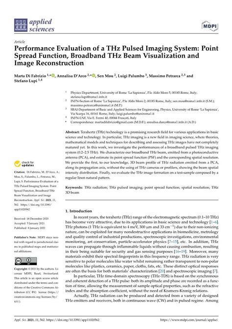 Performance Evaluation Of A Thz Pulsed Imaging System Point Spread Function Broadband Thz Beam