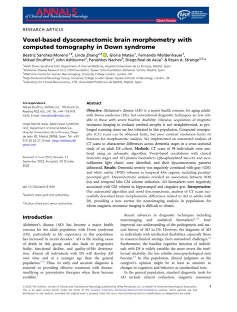 Pdf Voxel‐based Dysconnectomic Brain Morphometry With Computed Tomography In Down Syndrome