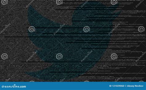 twitter logo made of source code on computer screen editorial loopable