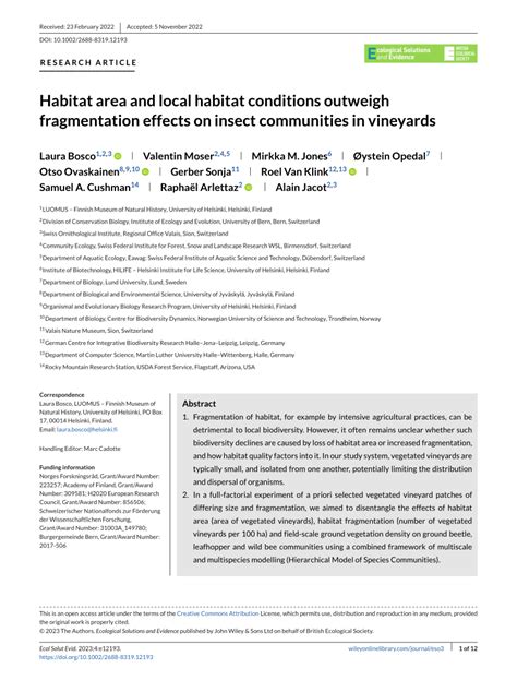 Pdf Habitat Area And Local Habitat Conditions Outweigh Fragmentation