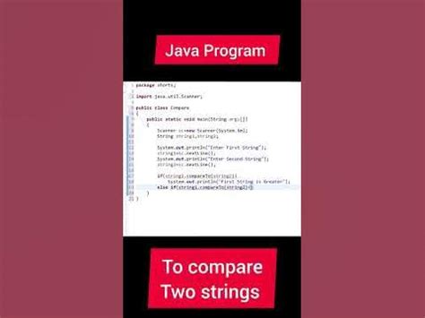 Java program to compare two strings #java #javaprogramming #javacoding - YouTube
