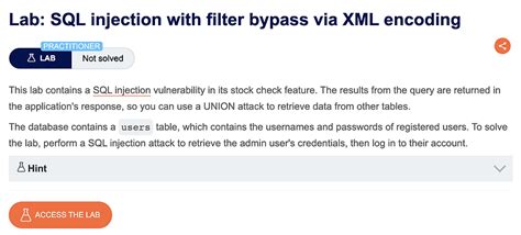 Portsiwgger Sql Injection With Filter Bypass Via Xml Encoding Solution