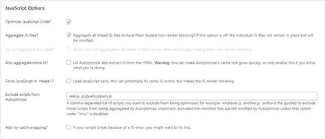 Configuring Autoptimize Documentation