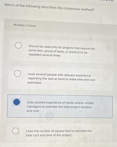Solved Which of the following describes the consensus | Chegg.com