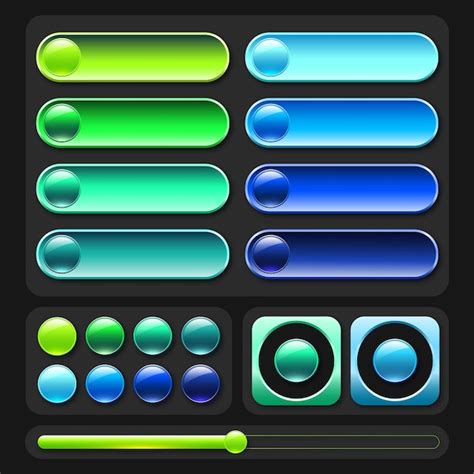 Premium Vector Glossy Button Blue And Green Set