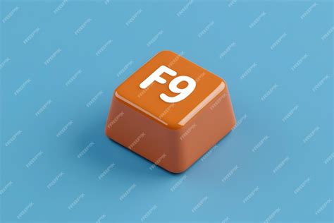Vibrant Orange F9 Keyboard Key On Minimalist Blue Background Premium