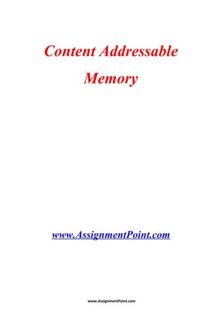 Content Addressable Memory Doc