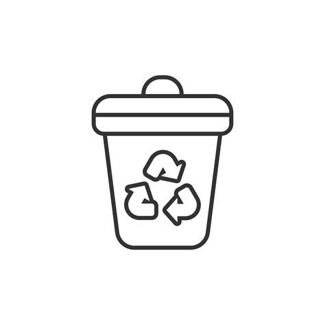 Garbage Bin Icon In Flat Style Recycle Vector Illustration On White