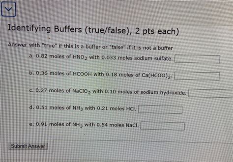 Solved Identifying Buffers True False 2 Pts Each Answer