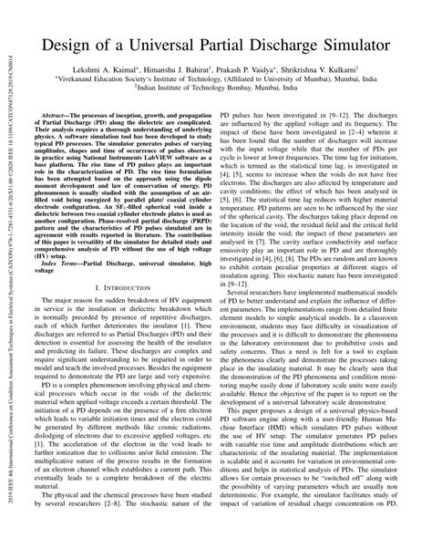 PDF Design Of A Universal Partial Discharge Simulator