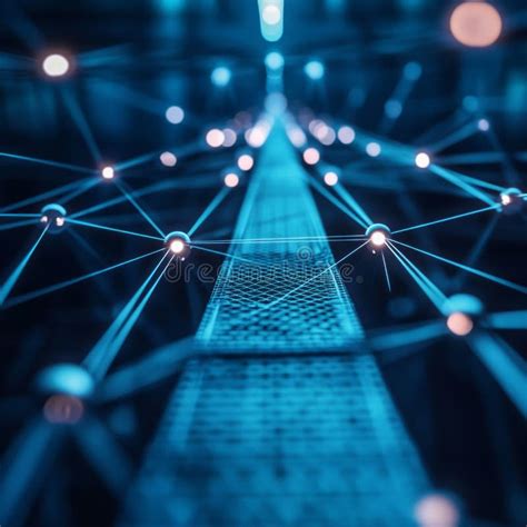 Abstract Network Connectivity With Glowing Nodes And Blue Digital Mesh Stock Image Image Of