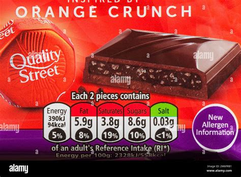Nutritional Information Traffic Lights System Labelling Colour Coded Label On Quality Street