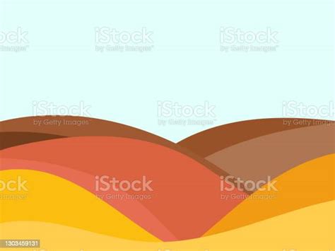 미니멀 한 스타일의 모래 언덕사막 물결 모양의 풍경 플랫 디자인 인쇄물 포스터 및 인테리어 디자인을 위한 보호 장식 중반 세기 현대 장식 벡터 일러스트레이션 0명에 대한