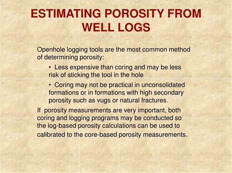 Ppt Porosity Determination From Logs Powerpoint Presentation Free Download Id 3345091