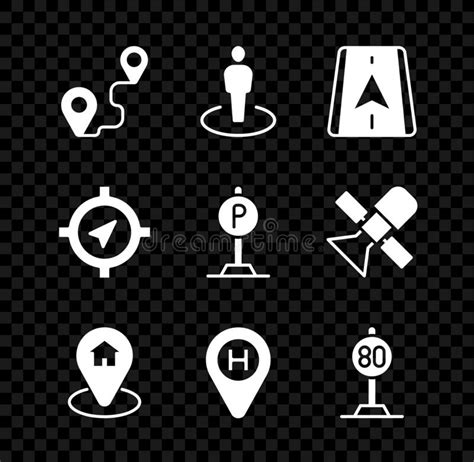 Set Location With Person Stop Sign Anchor And Push Pin Icon Vector Stock Vector