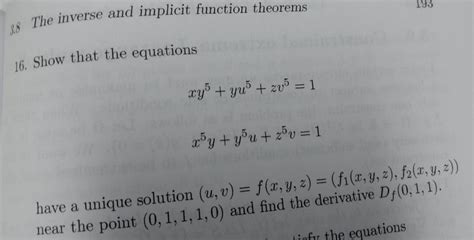solved the inverse and implicit function theorems 193 16