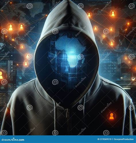Mysterious Hacker With Digital Interface Stock Illustration Illustration Of Composite Hoodie